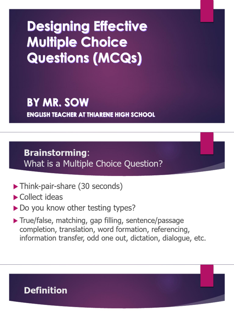Crafting Effective MCQs for Assessment | PDF | Multiple Choice | Human ...