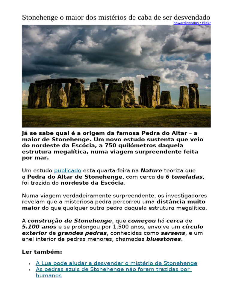 Stonehenge o Maior Dos Mistérios Acaba de Ser Desvendado | PDF | Stonehenge | Geleira