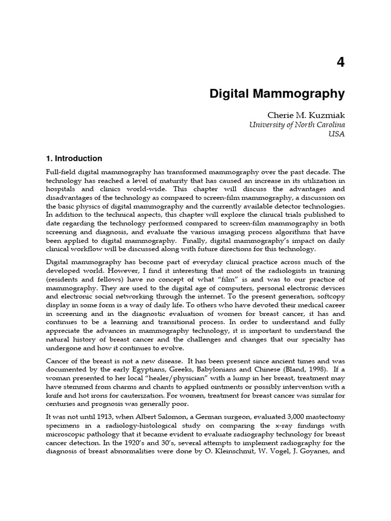 InTech Digital Mammography | PDF | Mammography | Optical Resolution