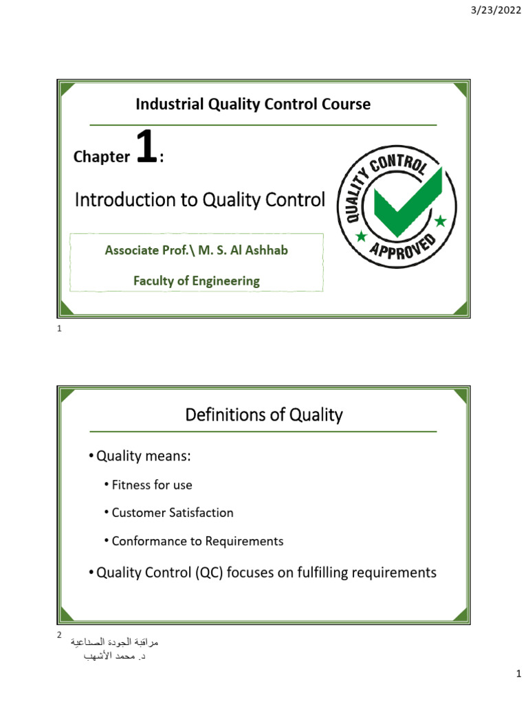 Industrial Quality Control Guide | PDF | Engineering Tolerance ...