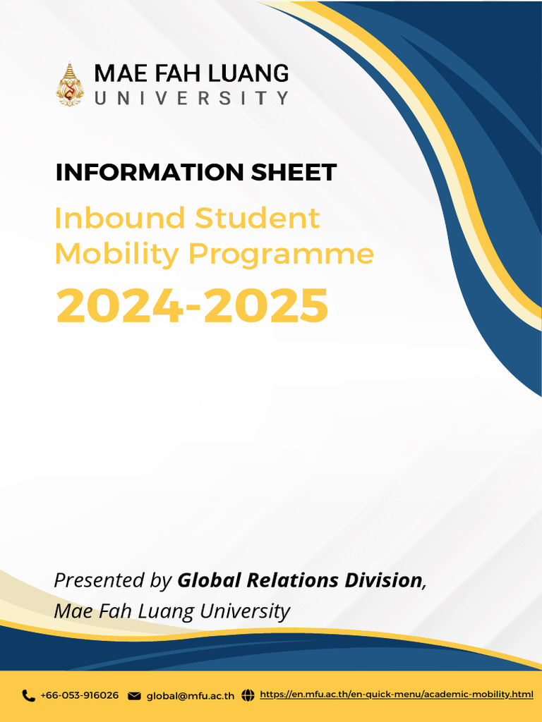 MFU Inbound Student Guide 2024-25 | PDF