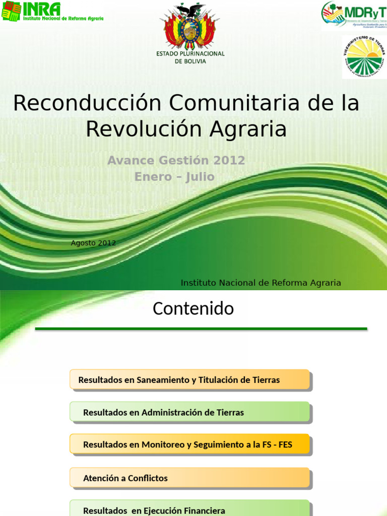 INRA-Estado de Avance Ene-Julio 2012 1-Agosto-2012RendCuentas | PDF ...
