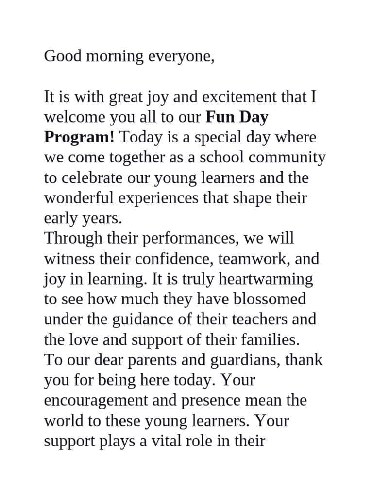 Opening Remarks Message | PDF