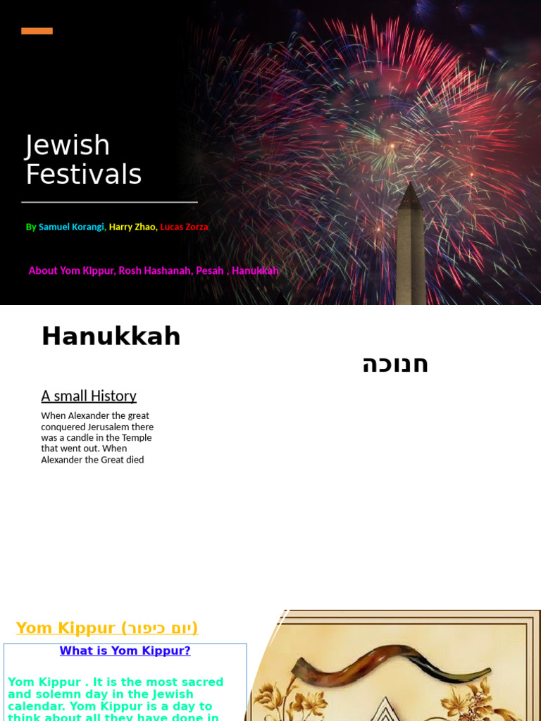 Jewish Festivals: About Yom Kippur, Rosh Hashanah, Pesah, Hanukkah | PDF