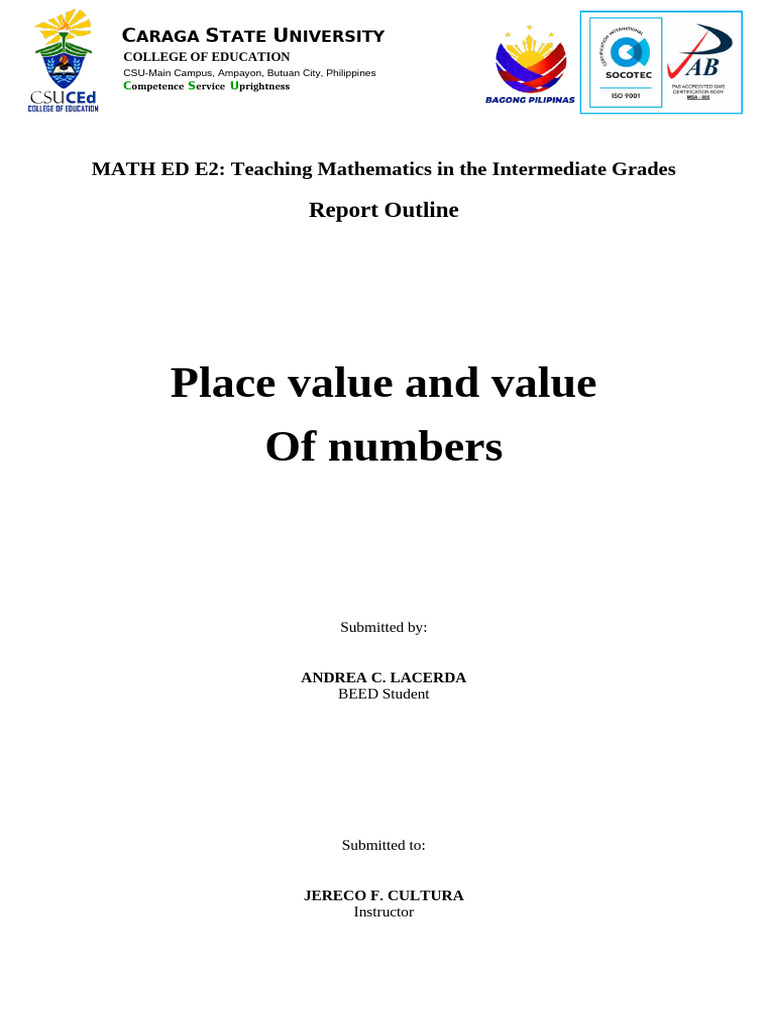 LACERDA_MATH-E2-Report-Outline | PDF | Mathematics | Intelligence