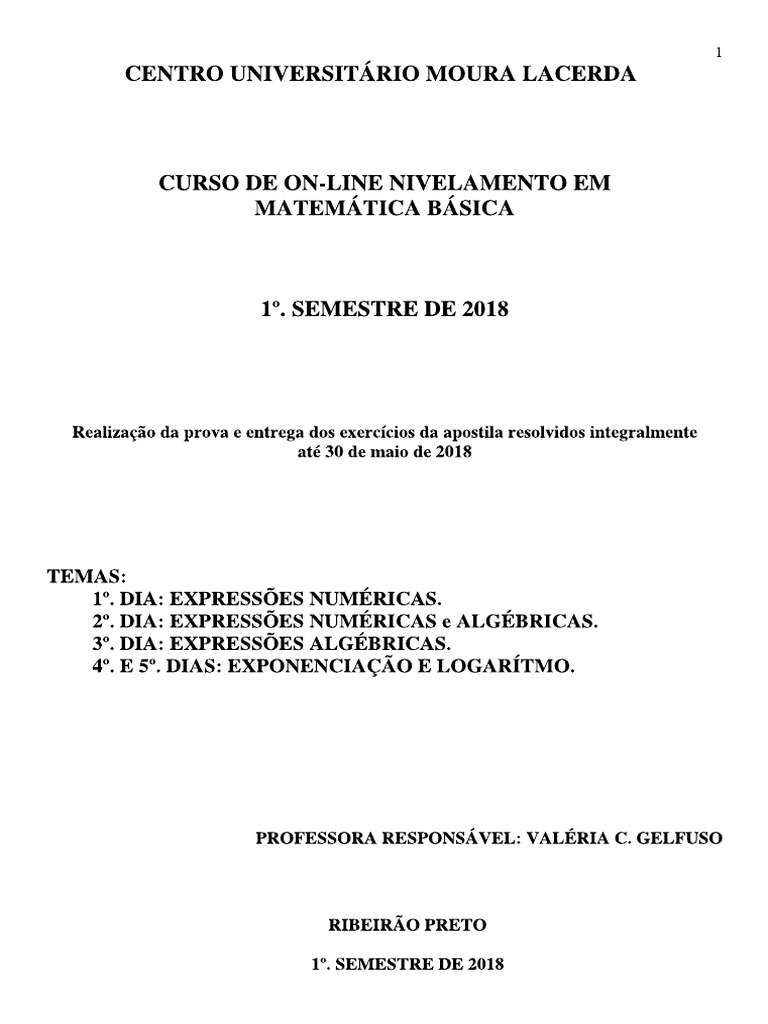 Apostila de Nivelamento | PDF