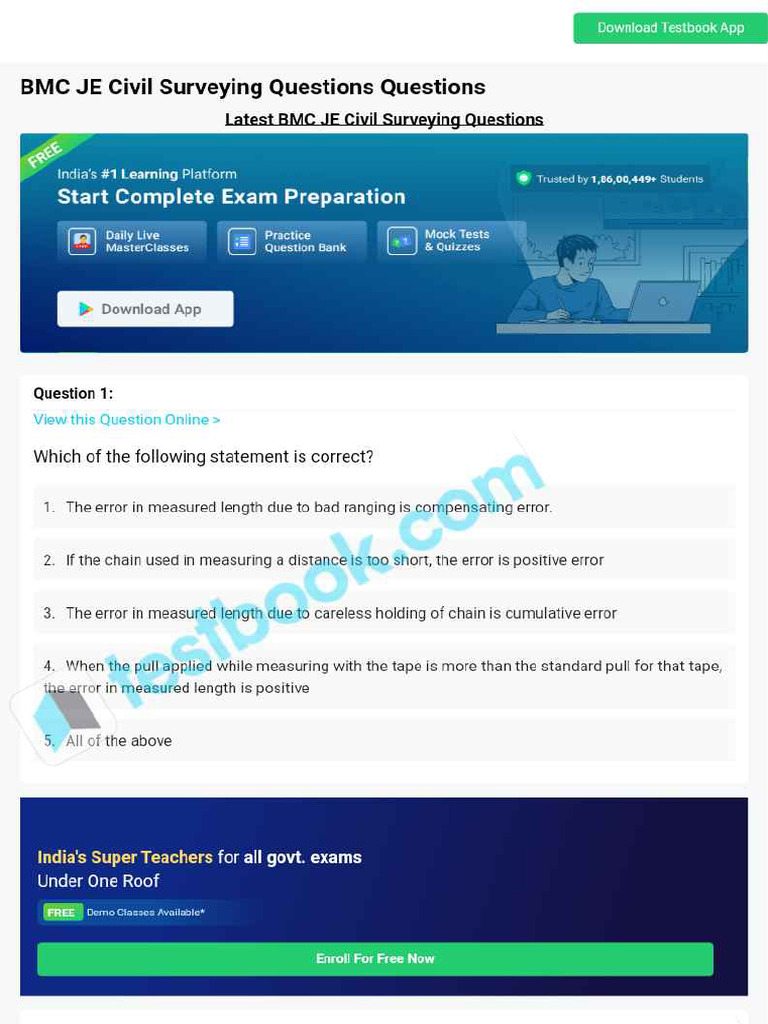 BMC Je Civil Surveying Questions 6710eedb53c164e7ebe1ddf6 | PDF
