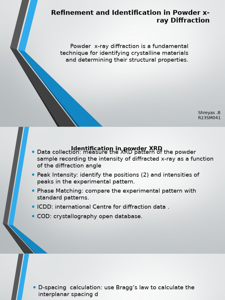 Powder XRD: Identification & Refinement | PDF | X Ray Crystallography | Spectroscopy