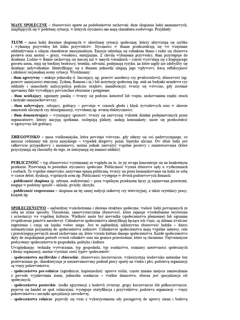 Socjologia ogólna 3 - zbiorowości (struktura społeczna itd.) | PDF