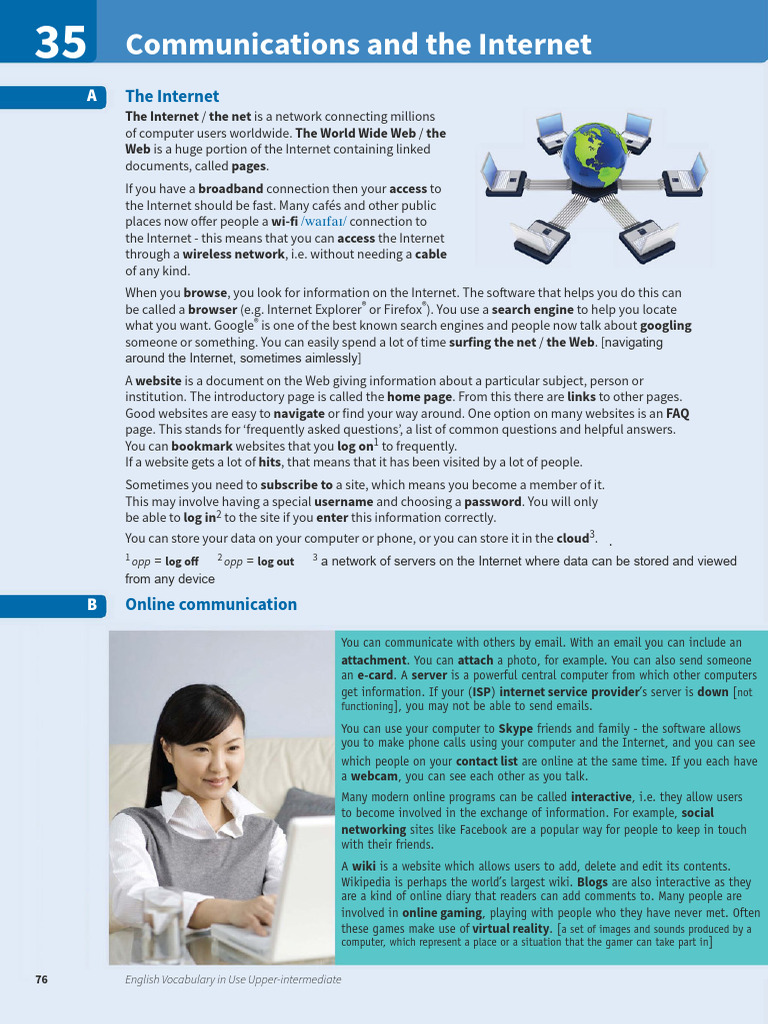 Unit 35 - Communications and The Internet - English Vocabulary in Use ...