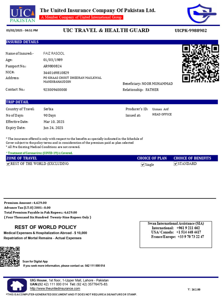 Faiz rasool-Mr-Insurance Policy-2025 | PDF | Insurance | Indemnity