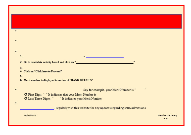 Important Notice For Mba Coe Admissions Merit1740052725 | PDF