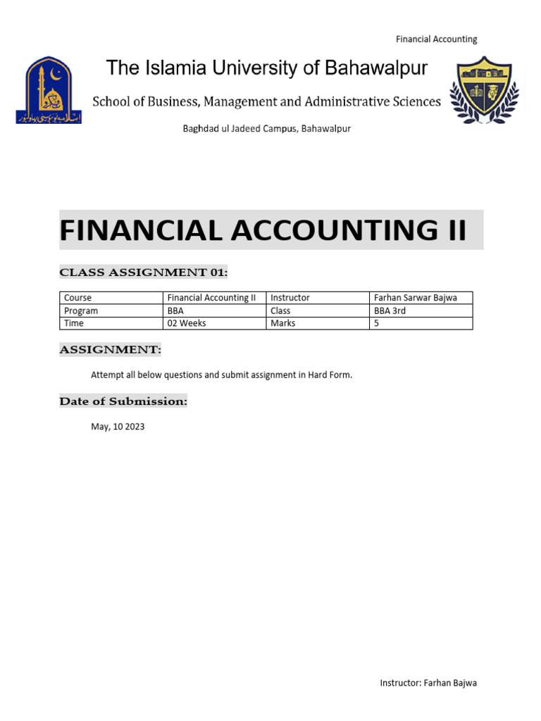 Financial Accounting II Assignment | PDF | Financial Accounting | Dividend
