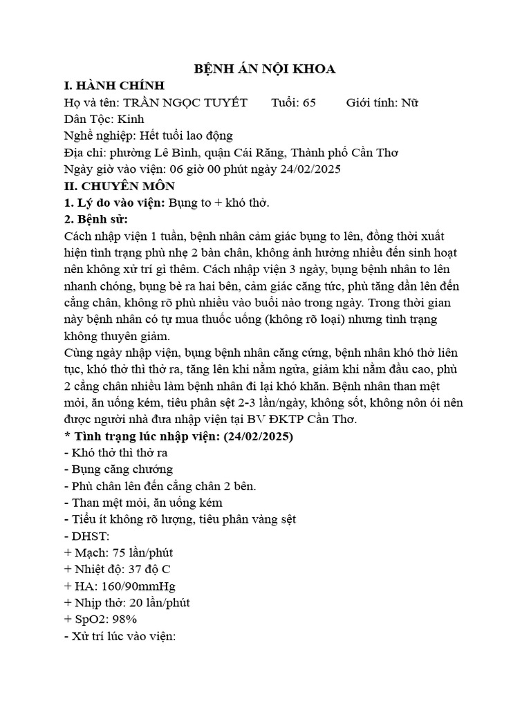 BỆNH ÁN XƠ GAN | PDF