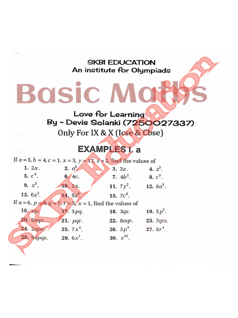 Algebra Part 1 | PDF