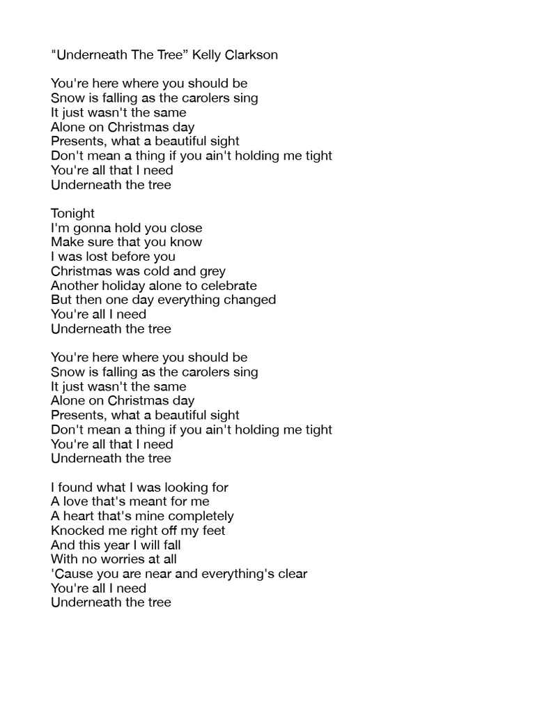 Underneath The Tree Lyrics | PDF