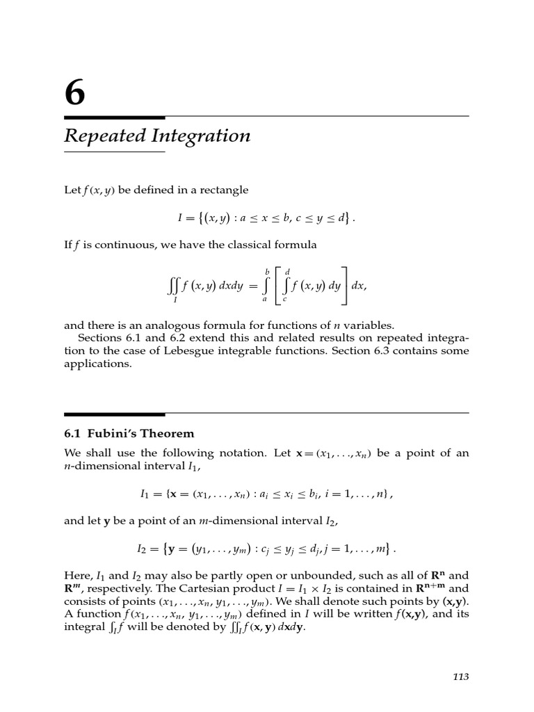 CH 6 Repeated Integration | PDF | Integral | Measure (Mathematics)