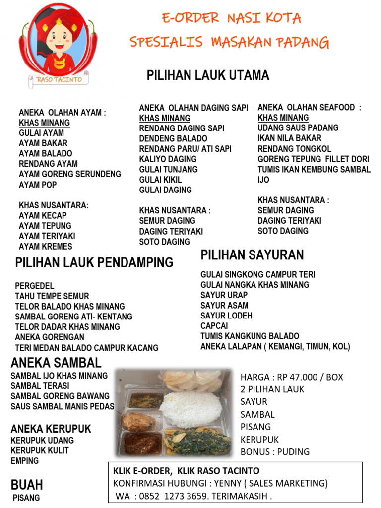 Menu Olahan Ayam Khas Minang | PDF