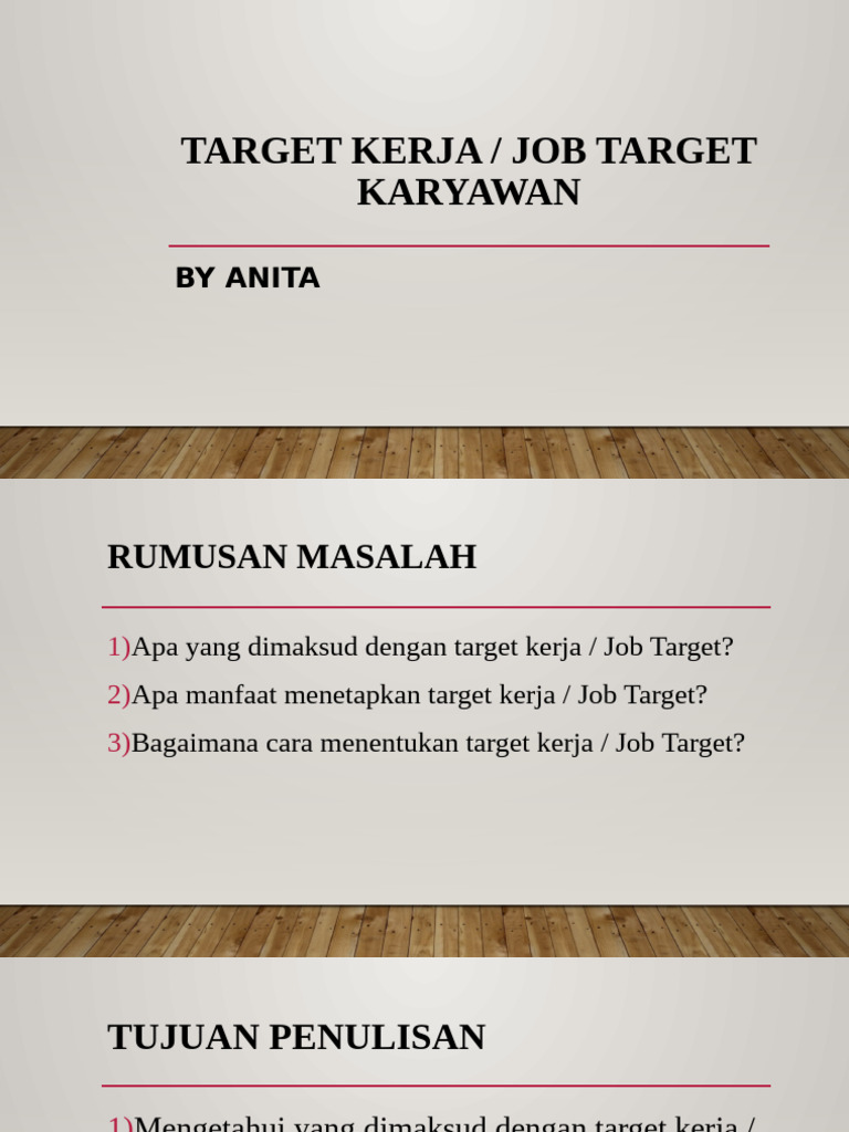 .PPT Target Kerja Atau Job Target Karyawan | PDF