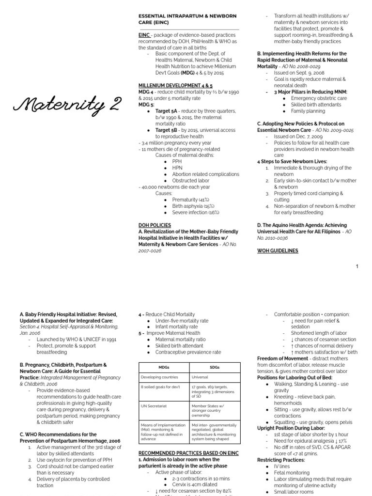NCM 107 Maternity Nursing Notes | PDF | Childbirth | Pregnancy