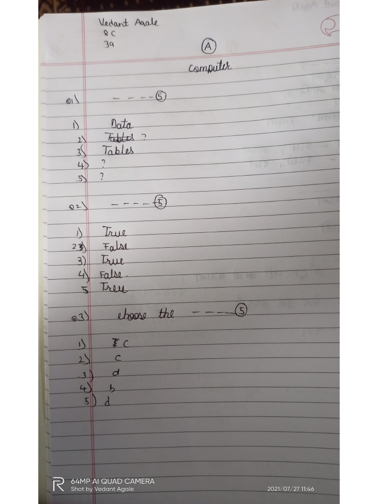 A Computer Exam Vedant Agale 39 | PDF