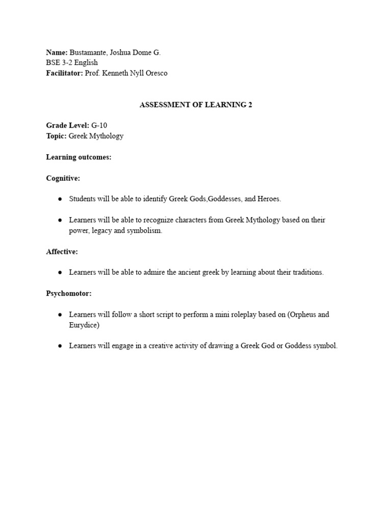 Assessment of Learning 2 (S.l.o) | PDF