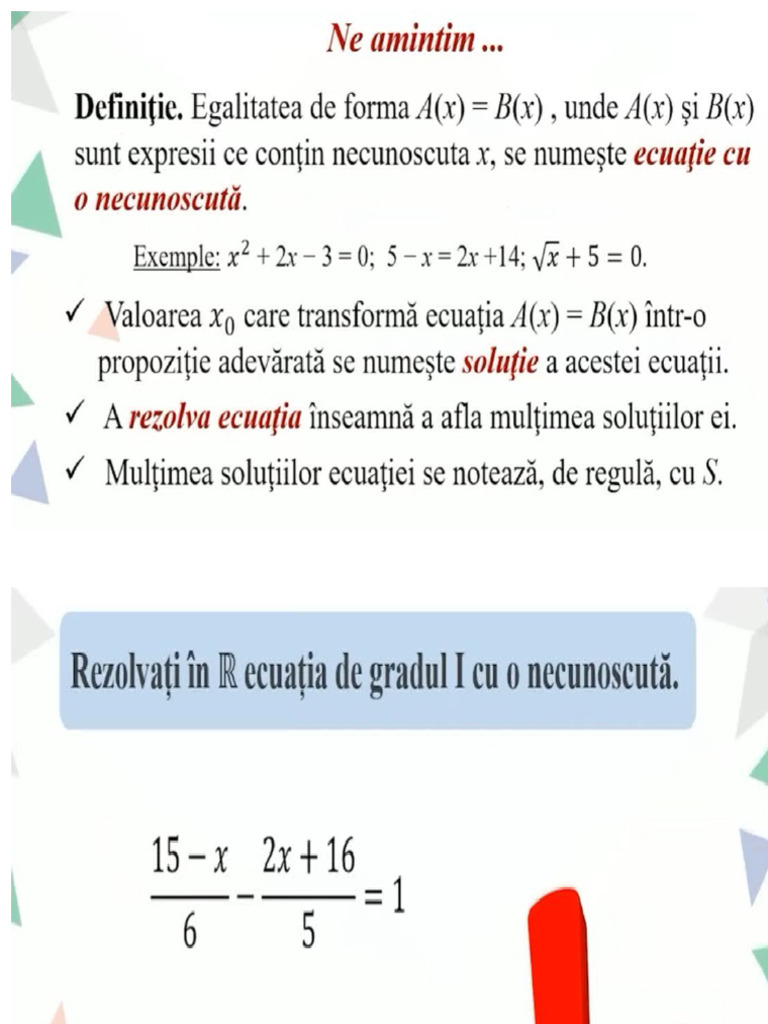 Ecuatii de Gradul I Cu 2 Necunoscute | PDF