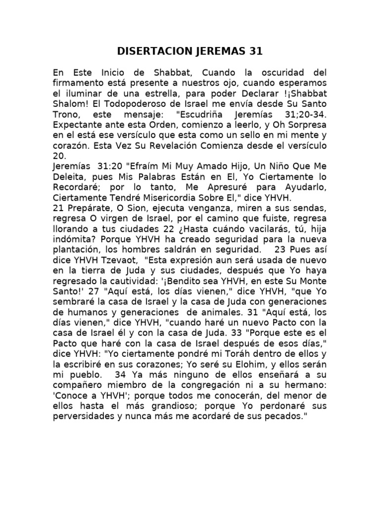 Jeremias 31 Disertacion | PDF