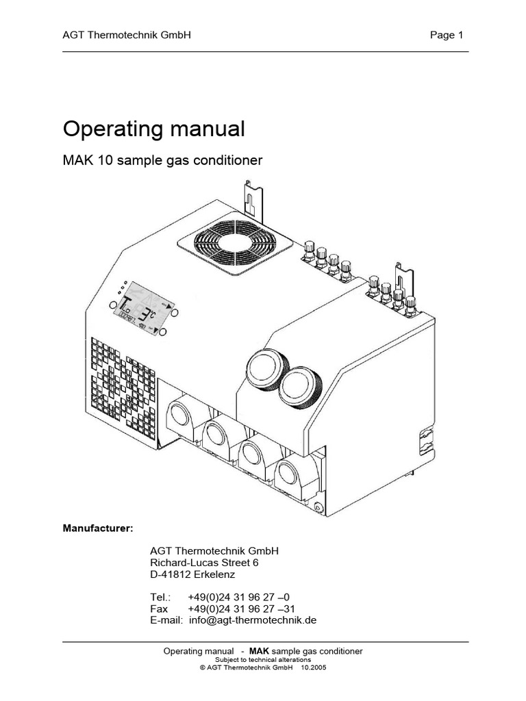 MAK Sample Gas Conditioner Manual | PDF | Air Conditioning | Heat Exchanger