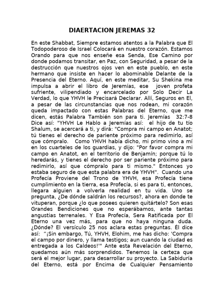 Jeremias 32 Disertacion | PDF | Jeremías
