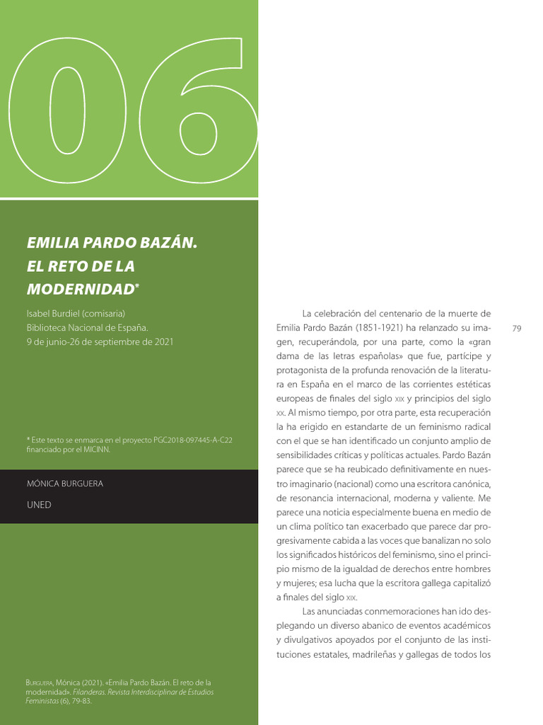 Burguera Mónica Emilia Pardo Bazán. El Reto de La Modernidad. | PDF ...