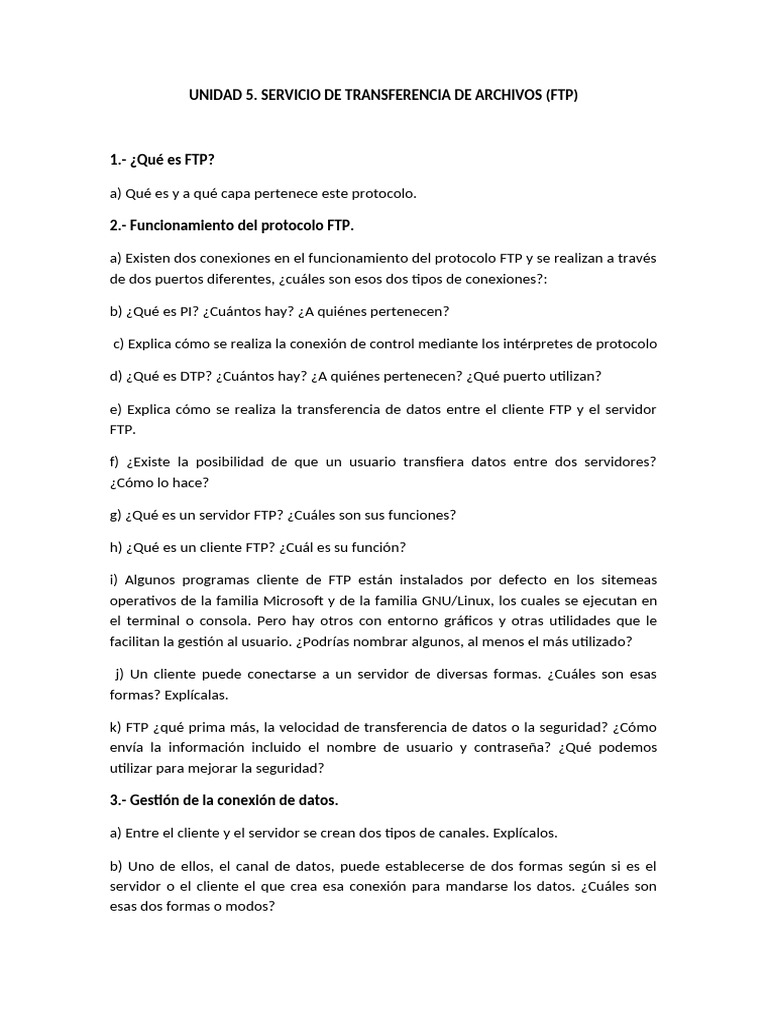 Ejercicios del Tema 5 - FTP (2) | PDF | Protocolo de transferencia de archivos | Informática