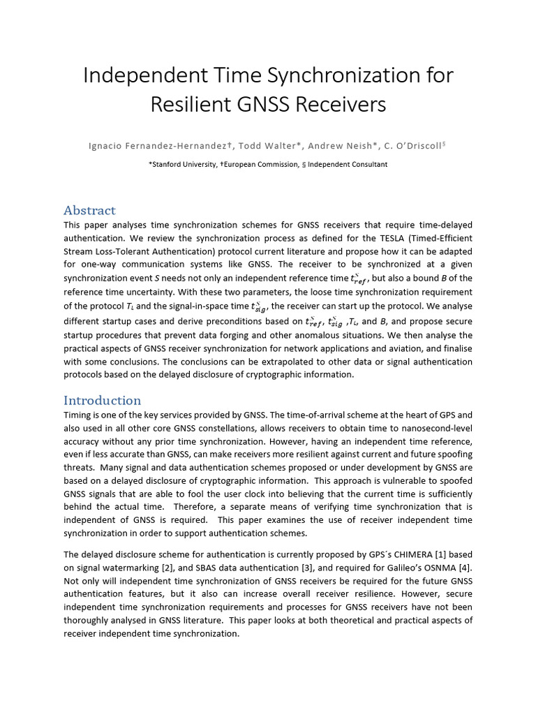 Fernandez ION ITM 2020 Time Sync Paper | PDF | Authentication ...