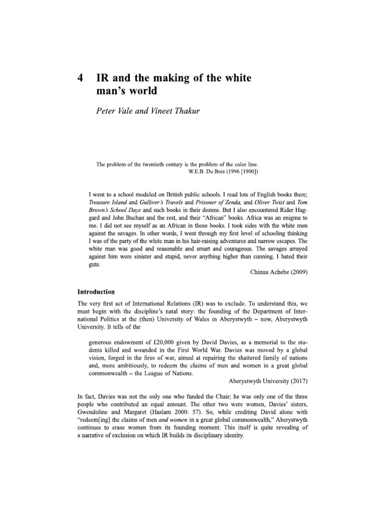 IR and The Making of The White Man's World | PDF
