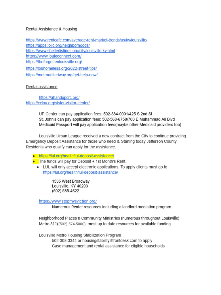 Louisville Rental Assistance Programs | PDF | Section 8 (Housing) | Renting