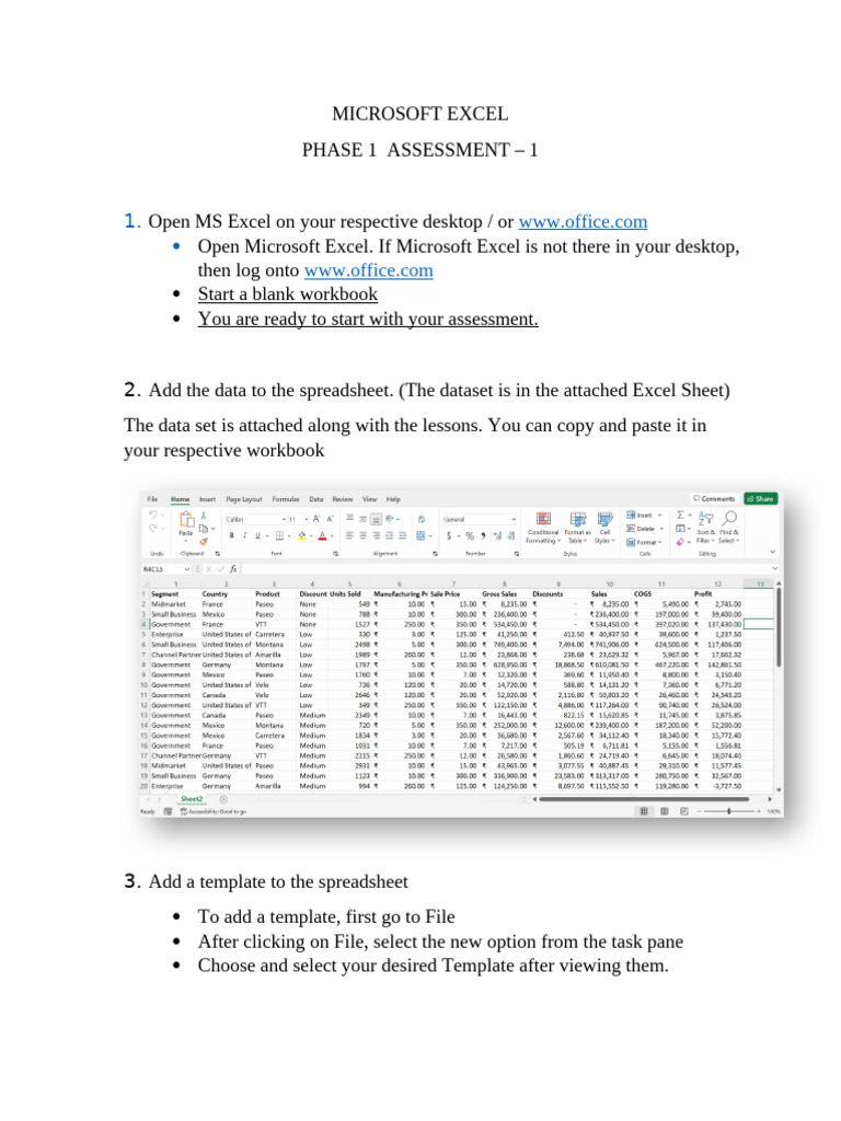 Excel Phase 1 Assessment Guide | PDF