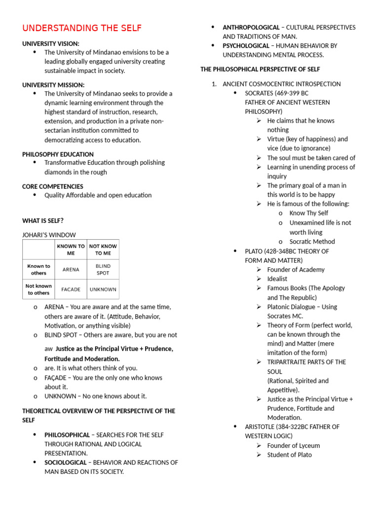 Understanding The Self 1 | PDF | Philosophy Of Self | Empiricism
