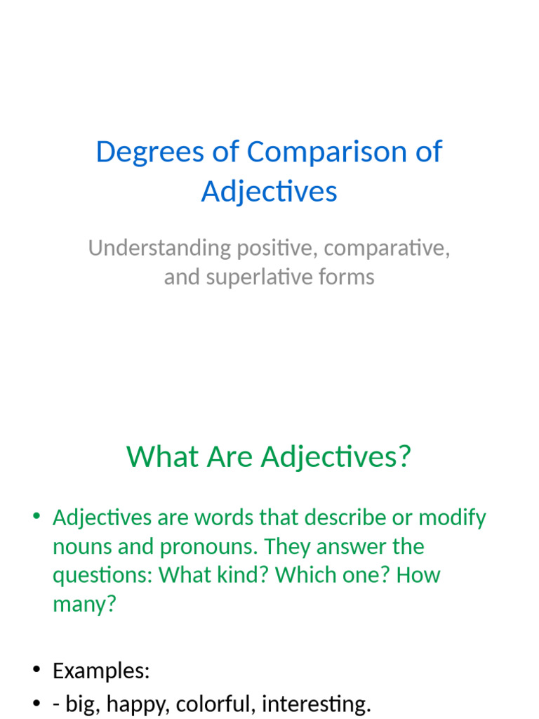 Degrees of Comparison Adjectives Updated | PDF