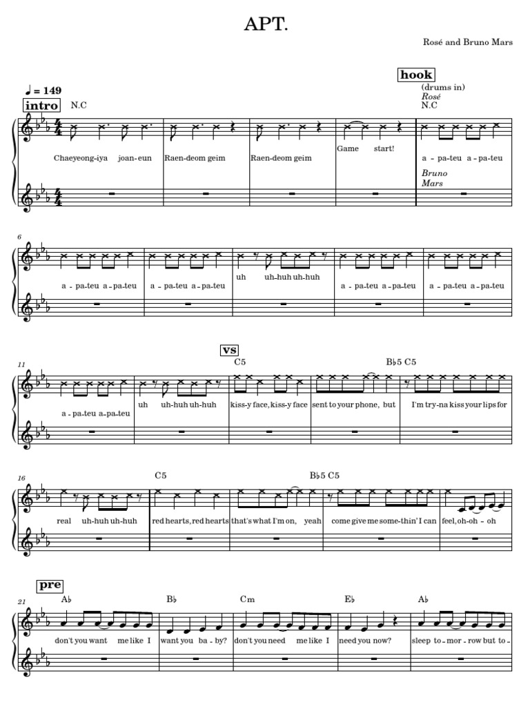 APT - Rosé (BLACKPINK) and Bruno Mars | PDF