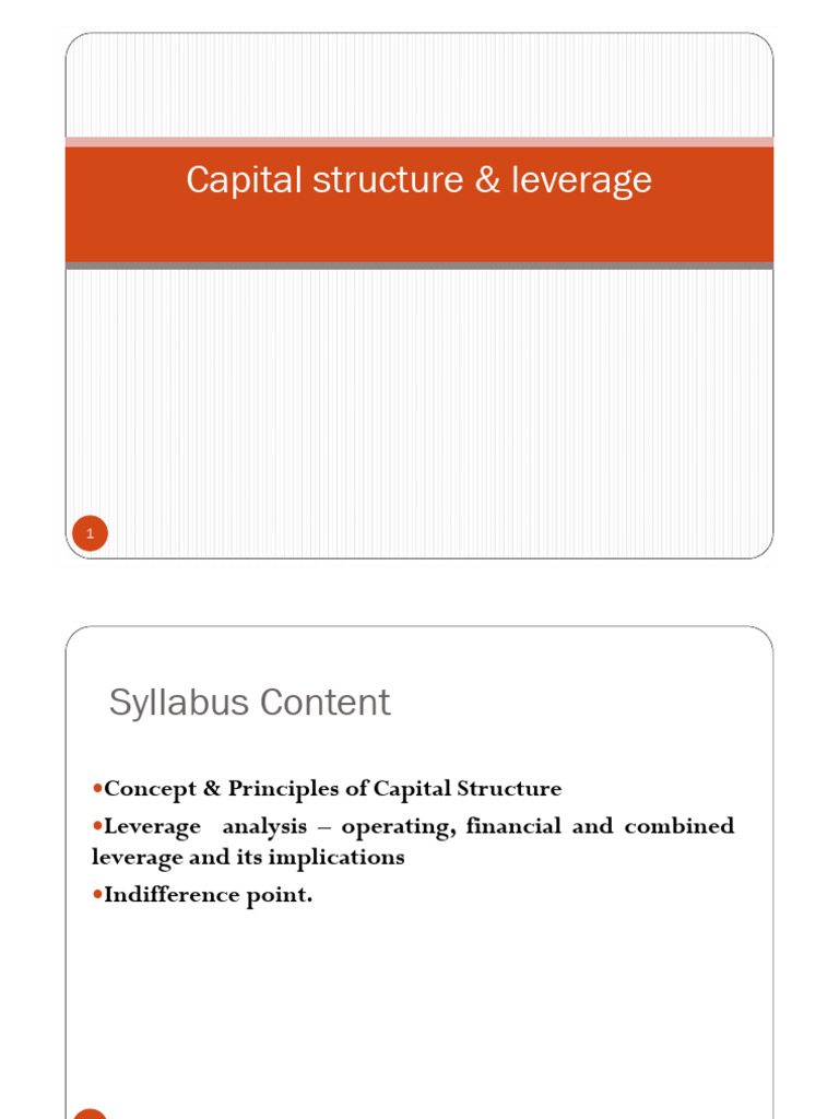 FM- UNIT 2 (Capital Structure Leverage) PPT_pdf | PDF | Capital Structure | Leverage (Finance)