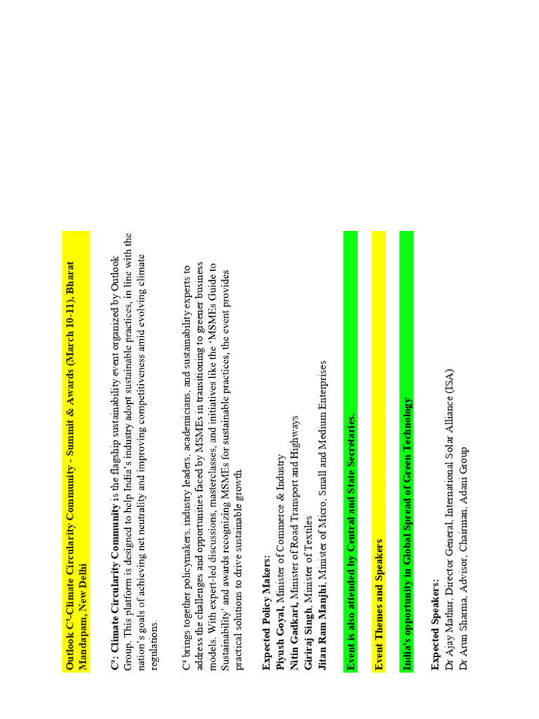 Agenda Outlook C3-Climate Circularity Community - Summit & Awards 2025 ...