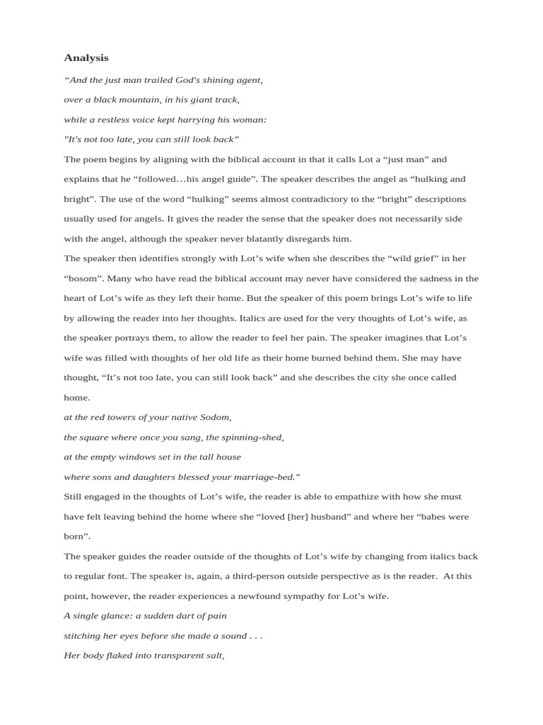 Empathy for Lot's Wife | PDF | Poetry | Rhyme