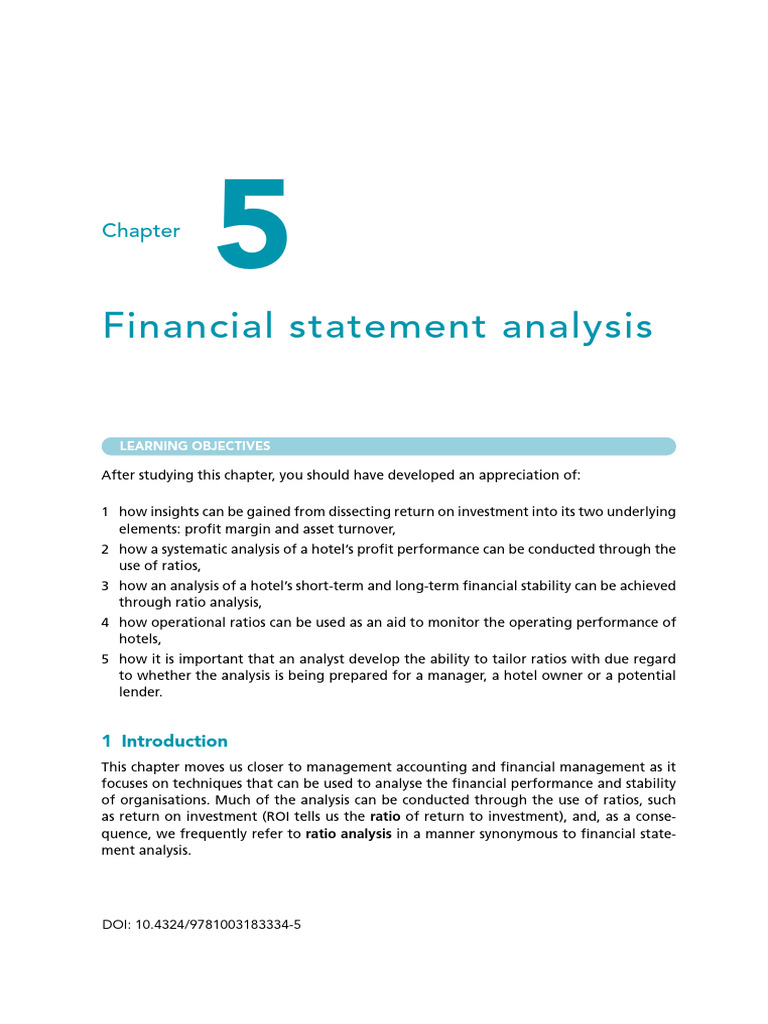 Accounting Essentials For Hospitality Managers - (5 Financial Statement Analysis) | PDF ...