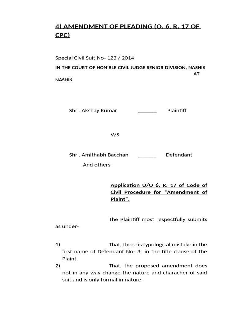 Amendment of Pleading | PDF