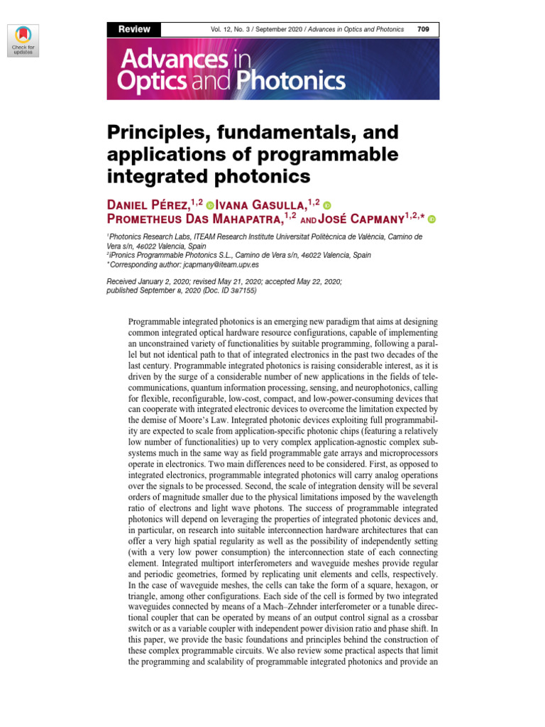 Programable Integrated Photonic | PDF | Field Programmable Gate Array ...