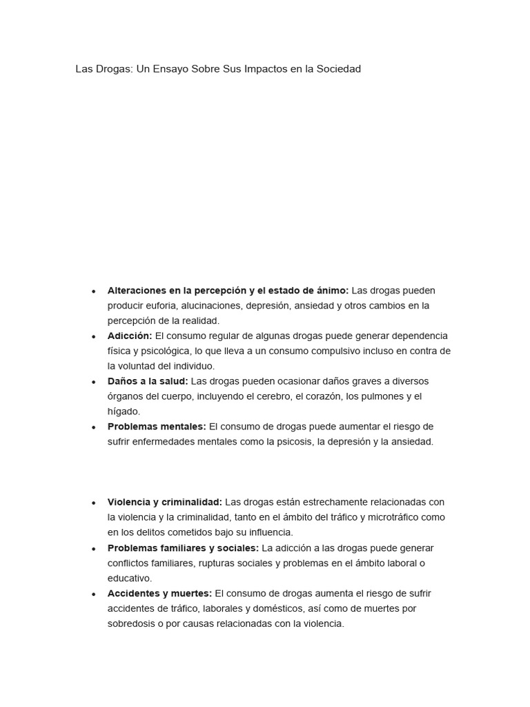 Ensayo Las Drogas | PDF | Drogas | La dependencia de sustancias