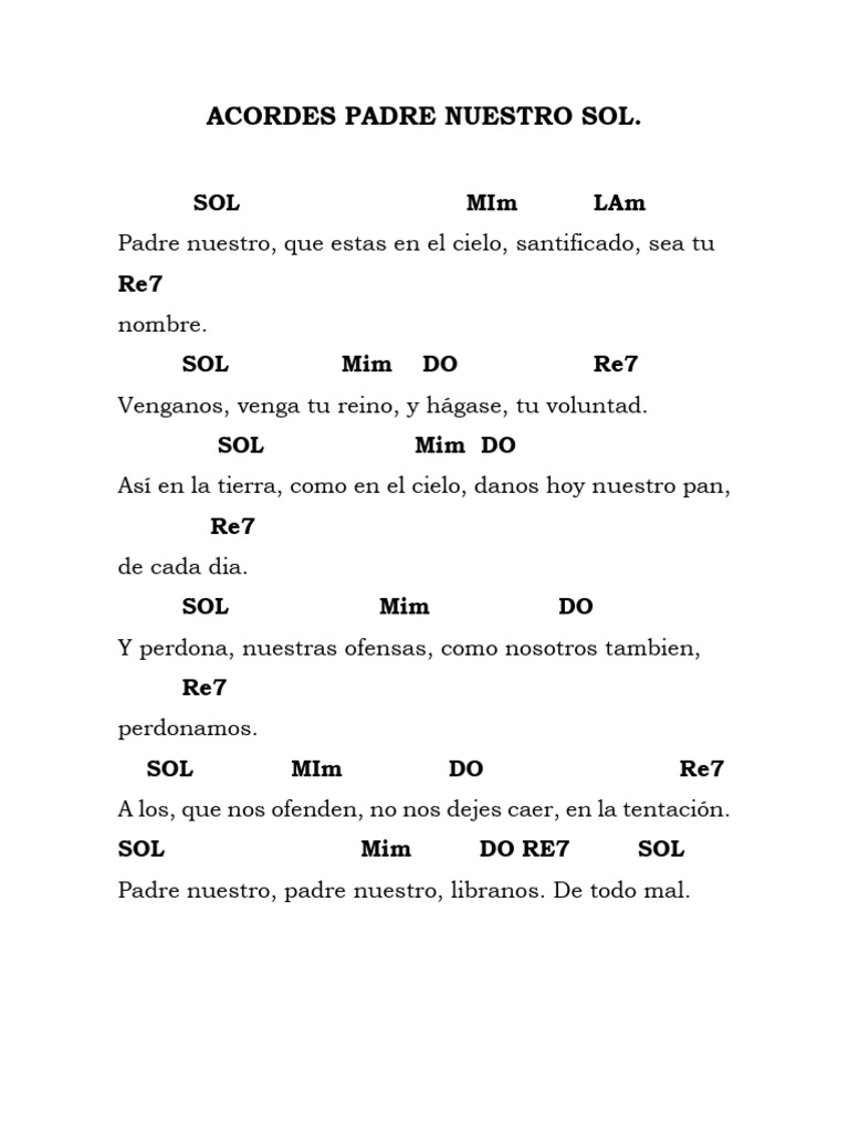 Acordes de "Padre Nuestro" en Sol | PDF