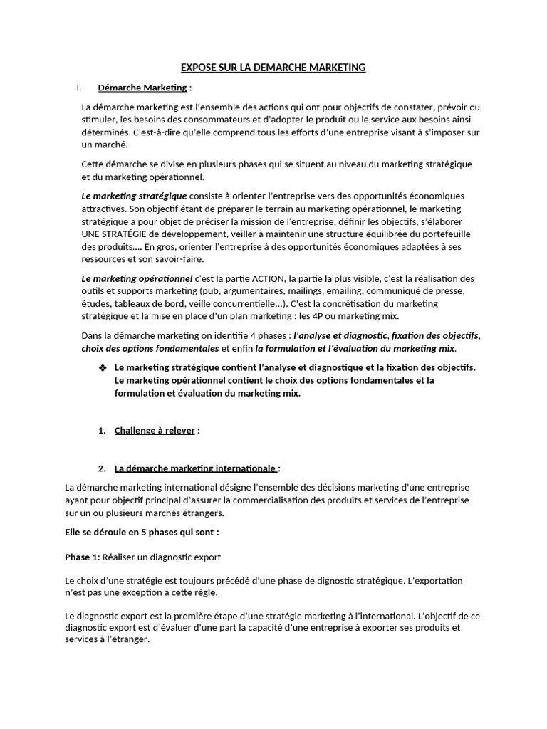 Démarche Marketing : Étapes Clés | PDF | Commercialisation | Stratégie ...