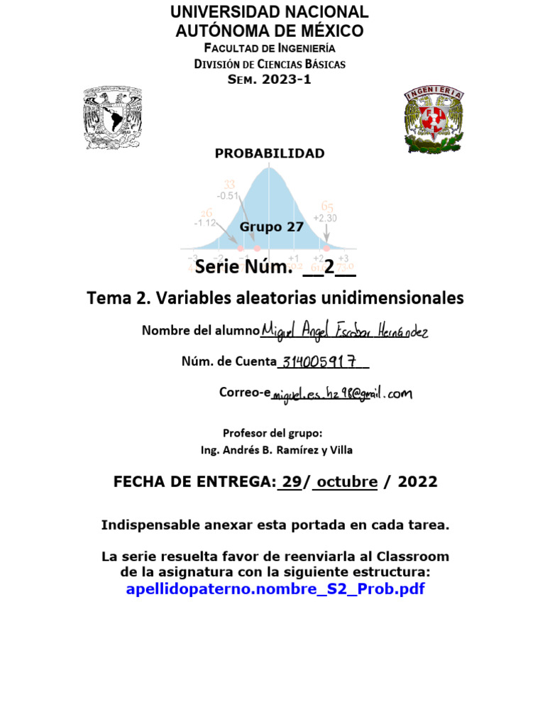 Escobar - Miguel S2 Prob | PDF | Variable aleatoria | Probabilidades y estadísticas