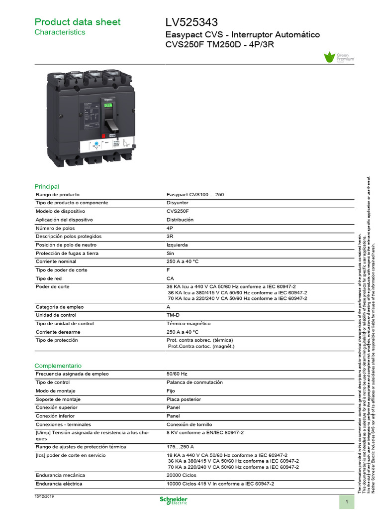 Disyuntor Easypact CVS250F 4P/3R | PDF | Residuos | Cuestiones ambientales